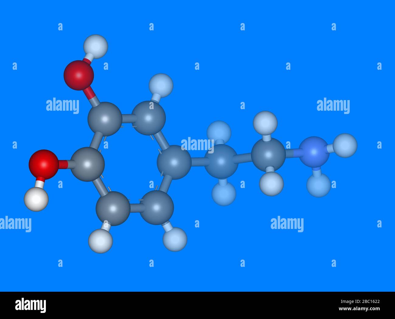 Dopamine molecular model with atoms Stock Photo - Alamy