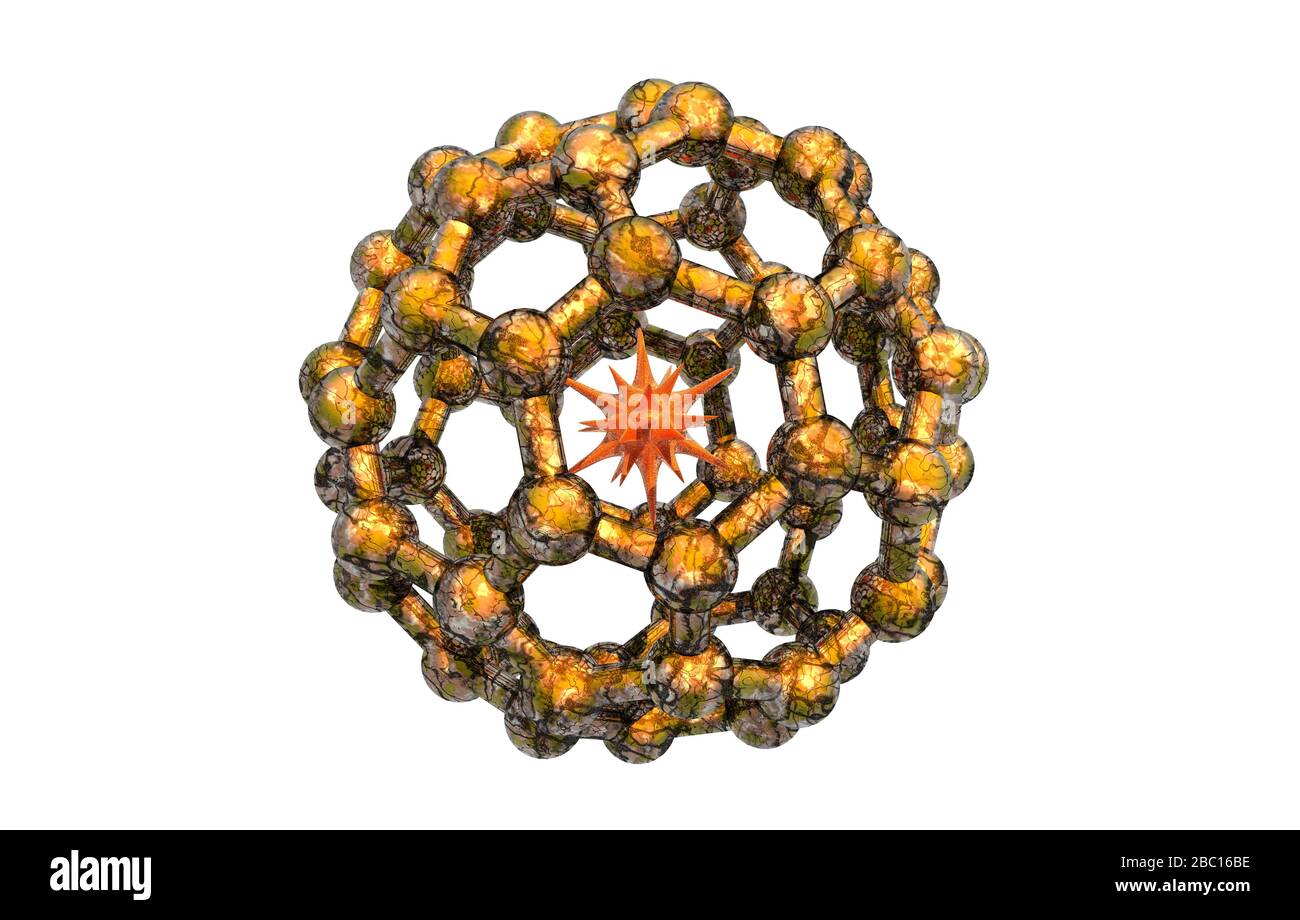 Bucky Ball molecular model with atoms Stock Photo - Alamy