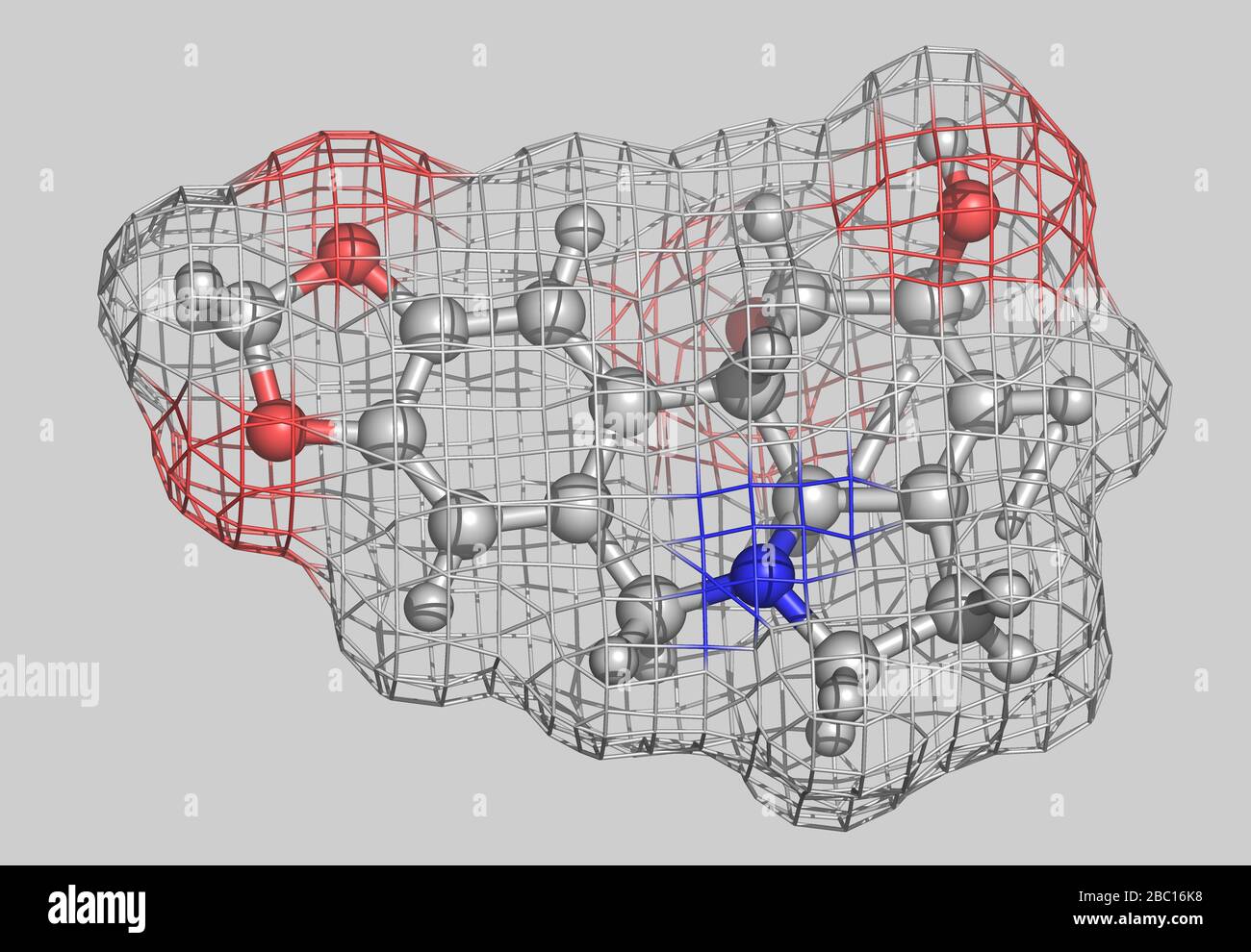 Lycorine molecular model with atoms Stock Photo - Alamy