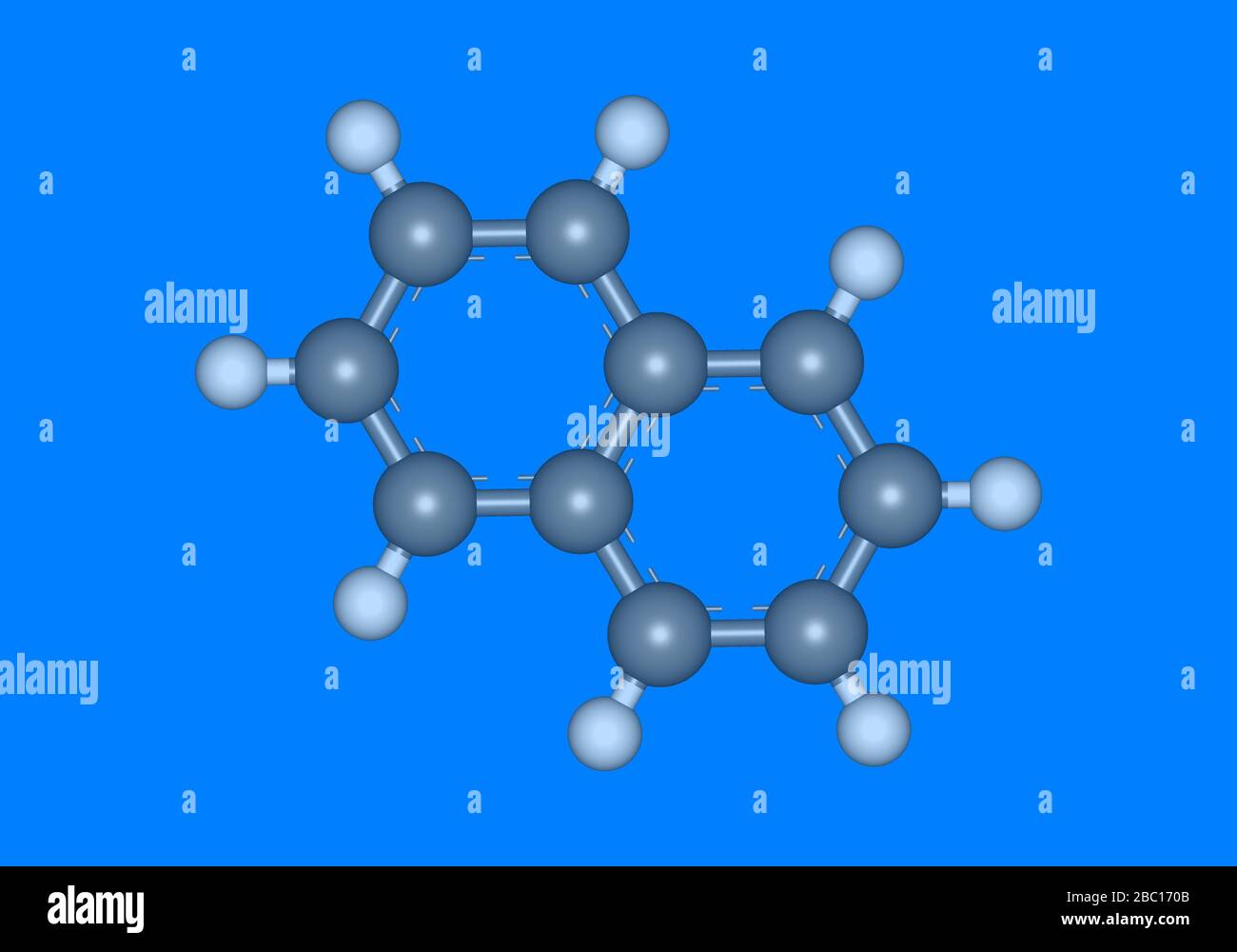 Naphtalene molecular model with atoms Stock Photo - Alamy
