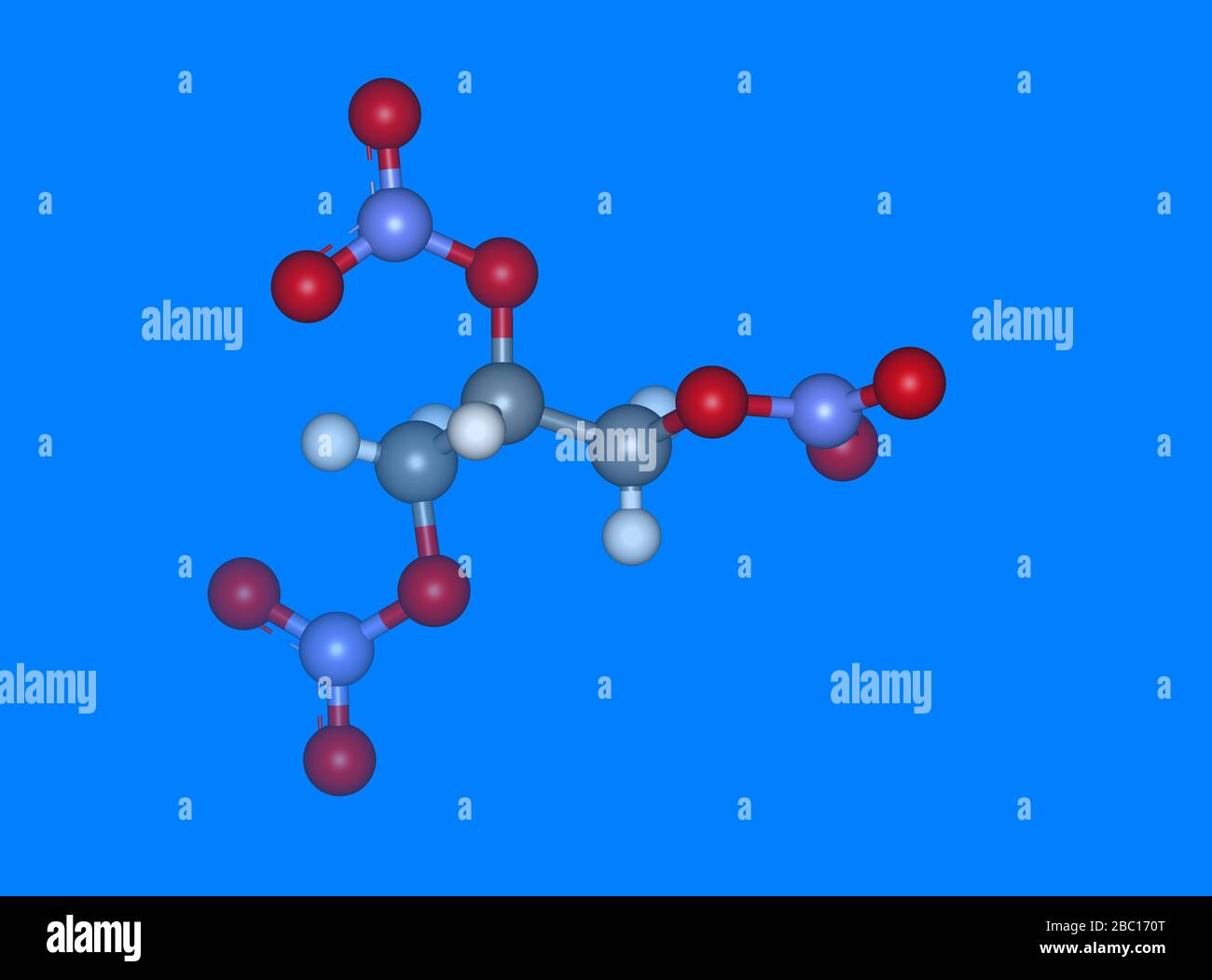 Nitroglycerine molecular model with atoms Stock Photo - Alamy