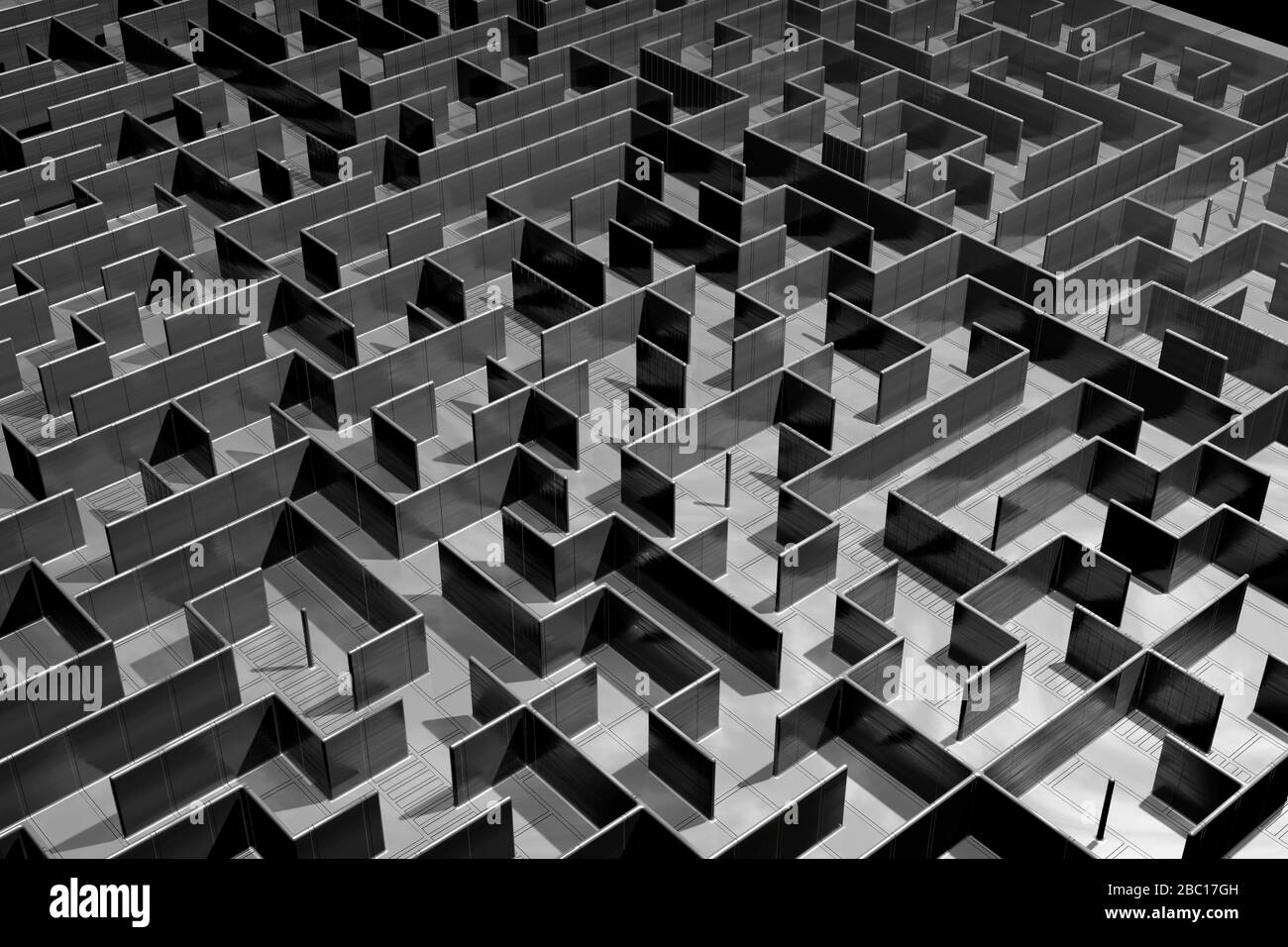 Three dimensional render of black-colored maze Stock Photo - Alamy