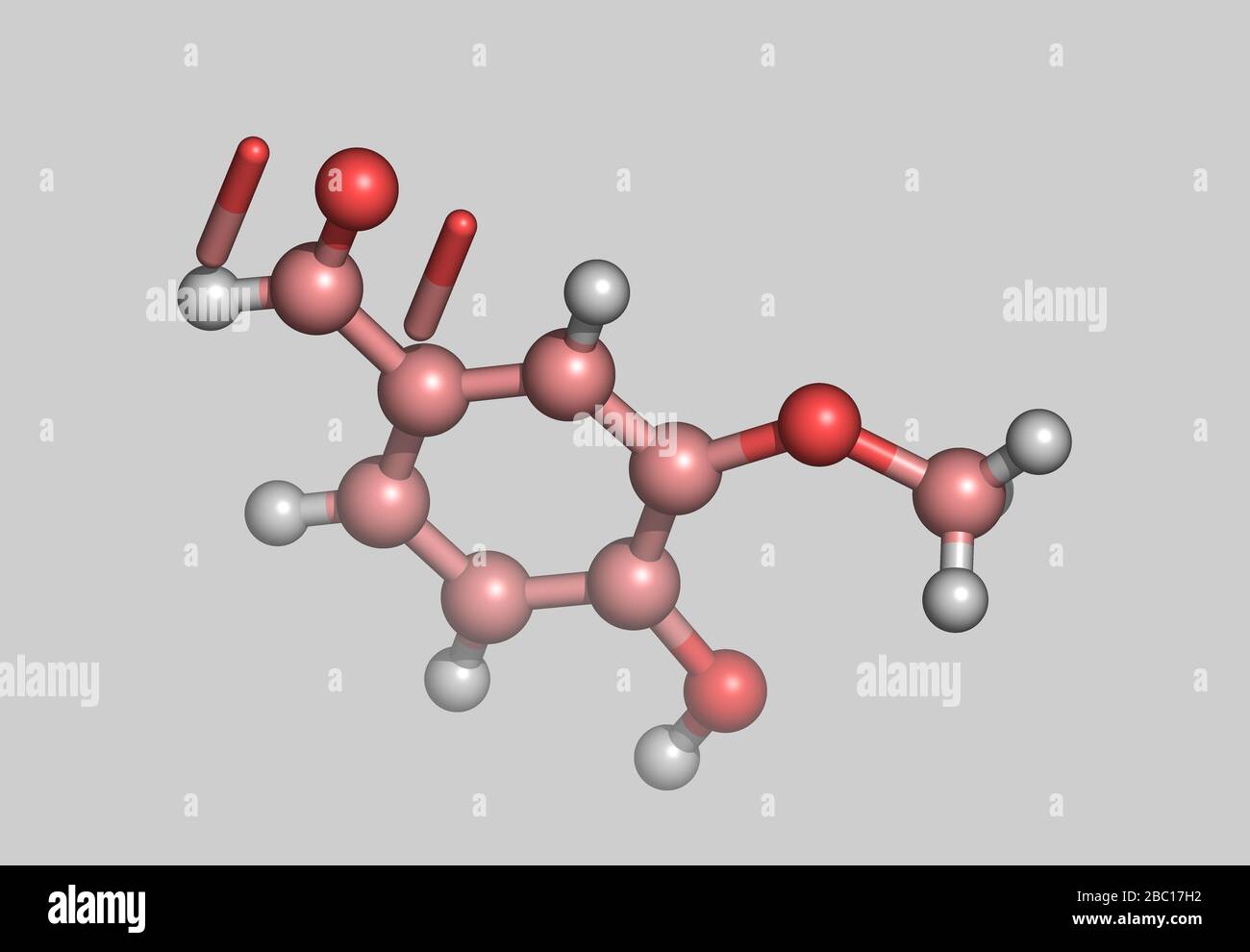 Vanilin molecular model with atoms Stock Photo - Alamy