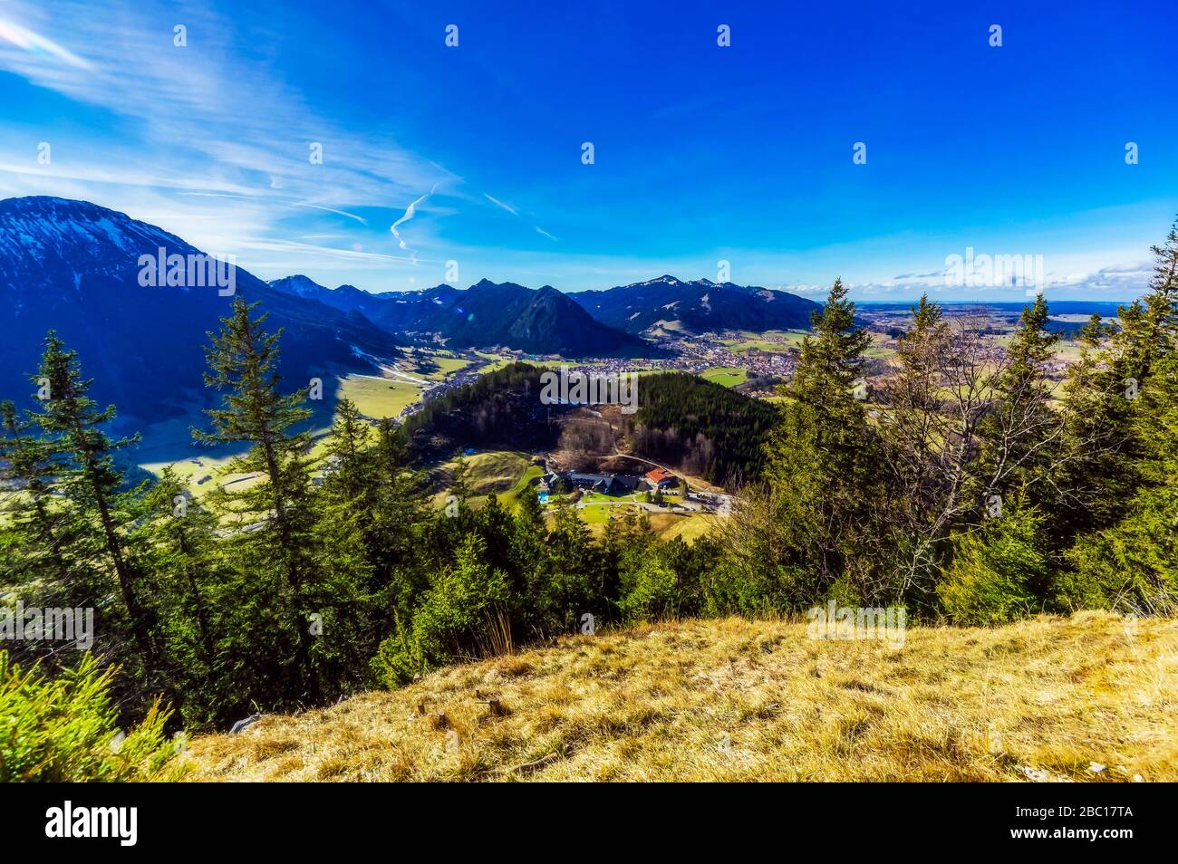 Germany, Bavaria, Pfronten, Town seen from summit of Falkenstein ...