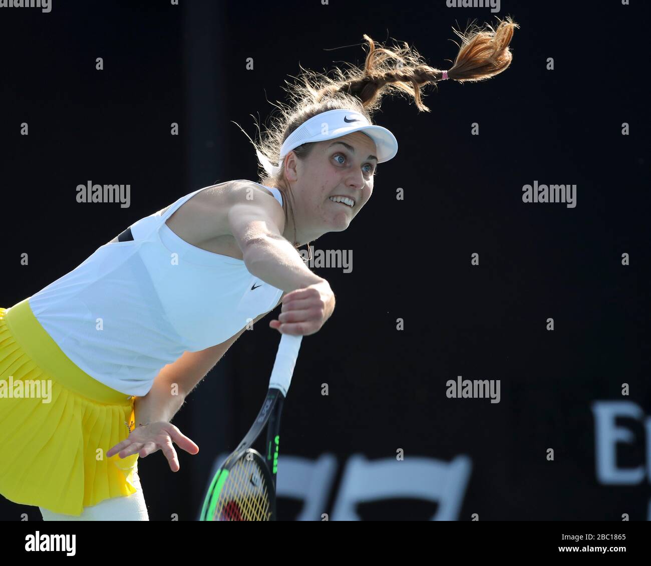 German tennis player Antonia Lottner serving in Australian Open 2020 ...
