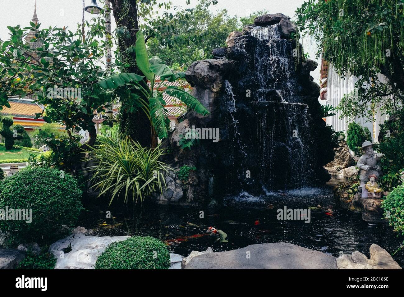 mock up waterfall with the pond Stock Photo - Alamy