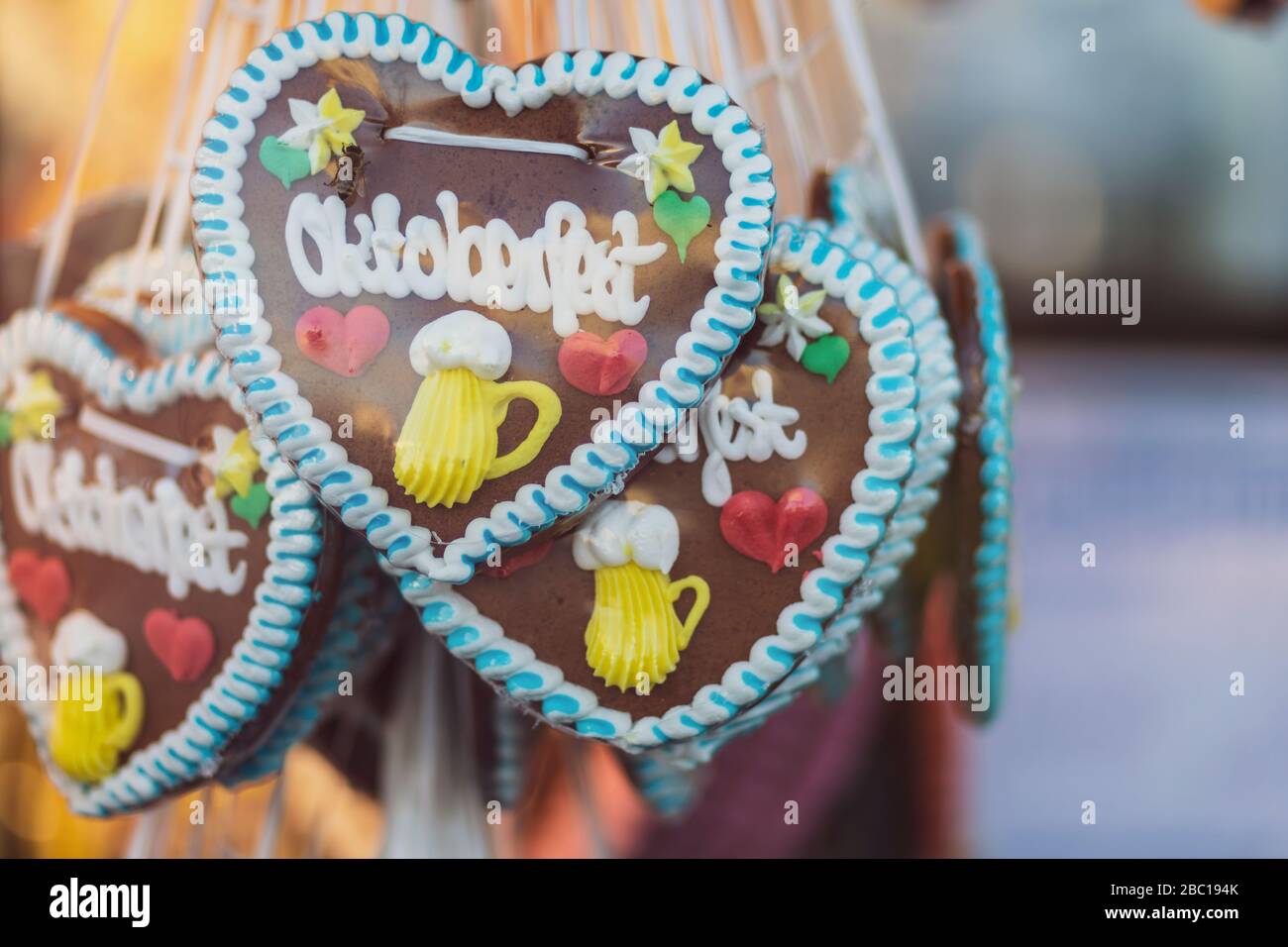 Germany, Bavaria, Munich, Heart-shaped gingerbread cookies made for ...