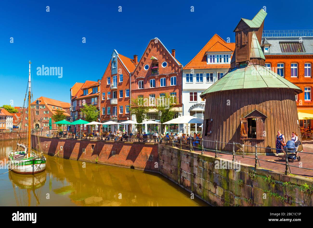 Stade - July 2019, Germany: View of a small German town with the ...