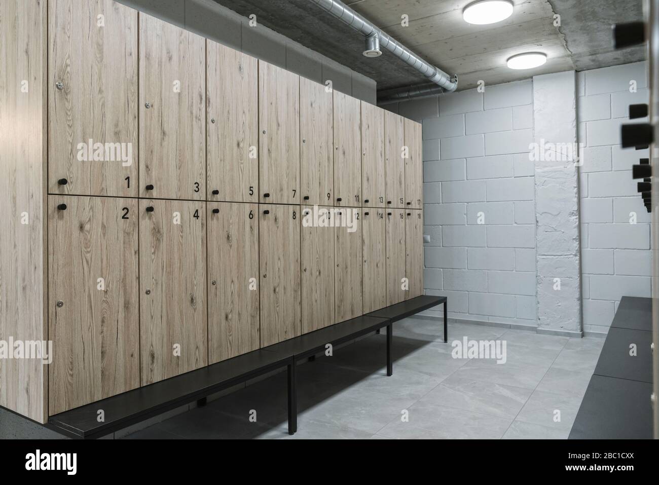 Dressing room in a gym Stock Photo - Alamy