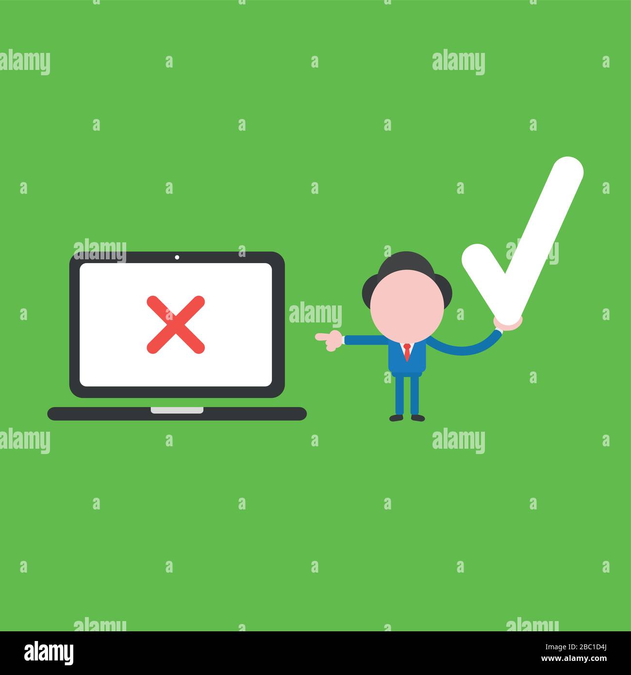 Vector illustration concept of businessman character holding check mark ...