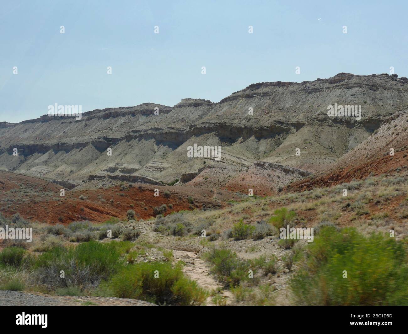 Buttes, rock and geologic formations along the road at North Fork ...