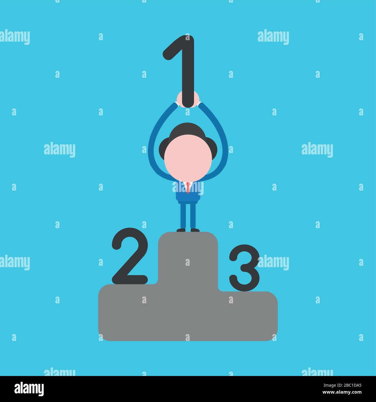 Vector illustration concept of businessman character on winners podium ...