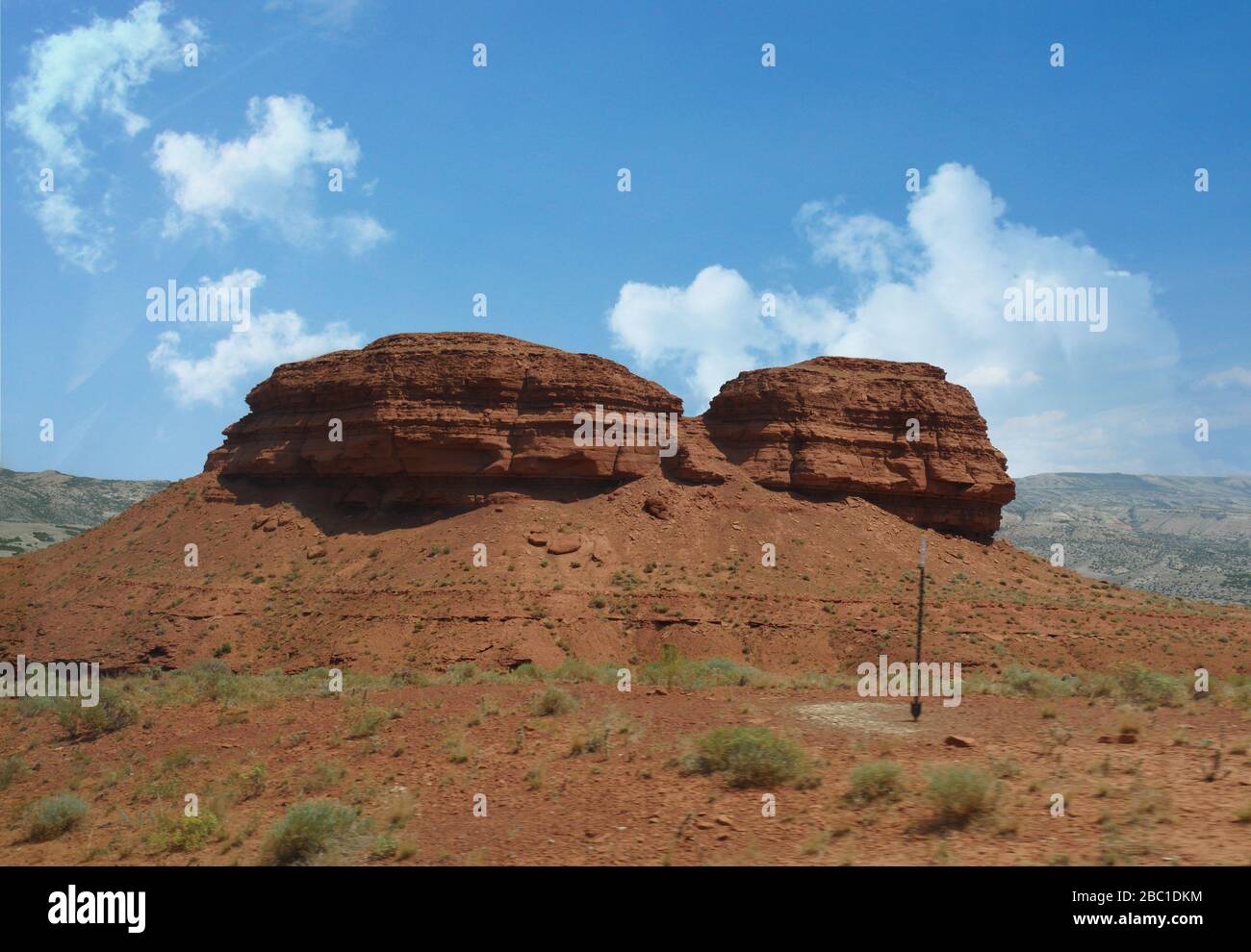Close up of spectacular red rock formations along North Fork Highway in ...