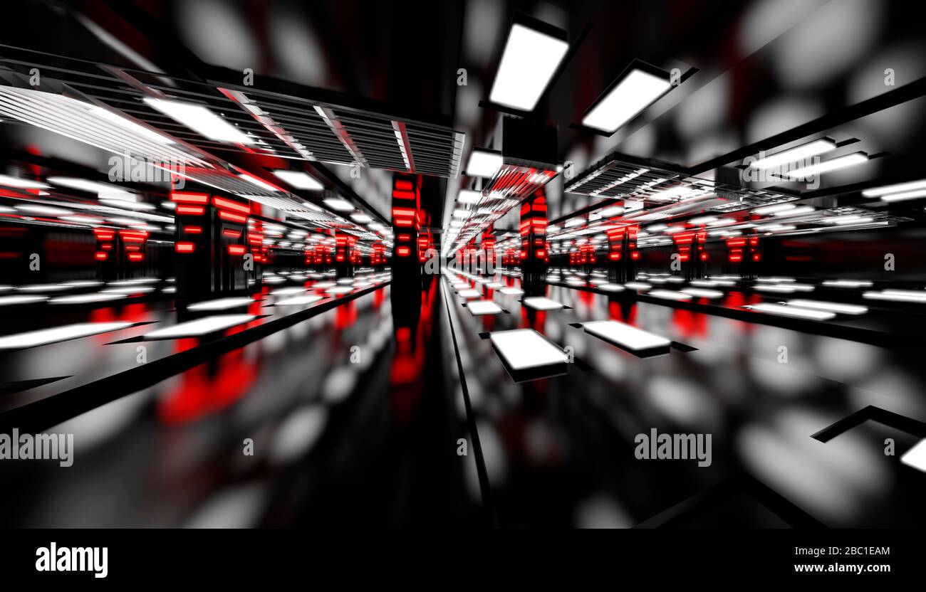 Three dimensional render of bright futuristic interior Stock Photo - Alamy