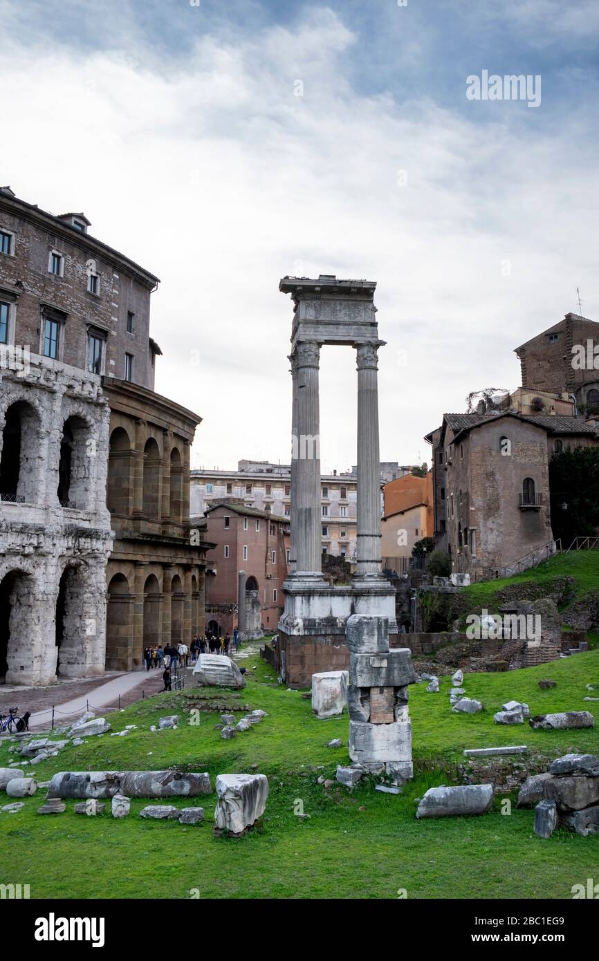 Italy, Rome, Temple of Apollo Sosianus and Theatre of Marcellus Stock ...