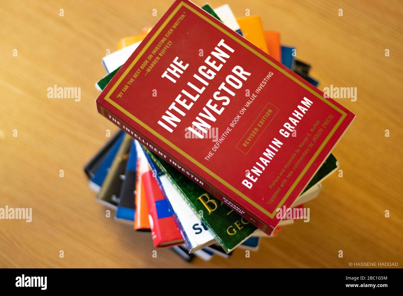 Stacked books indoor Stock Photo - Alamy