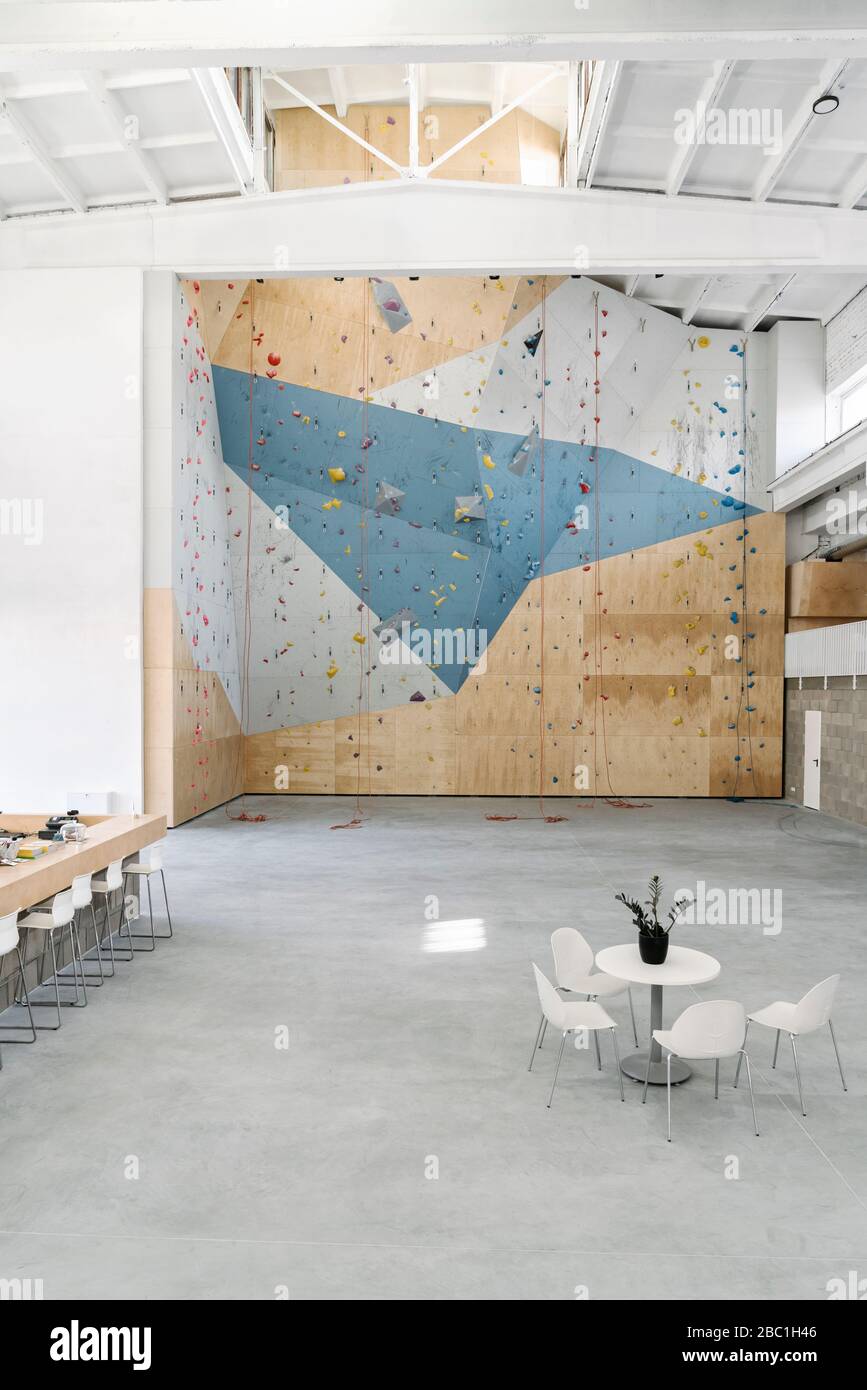 Interior of a climbing gym Stock Photo - Alamy