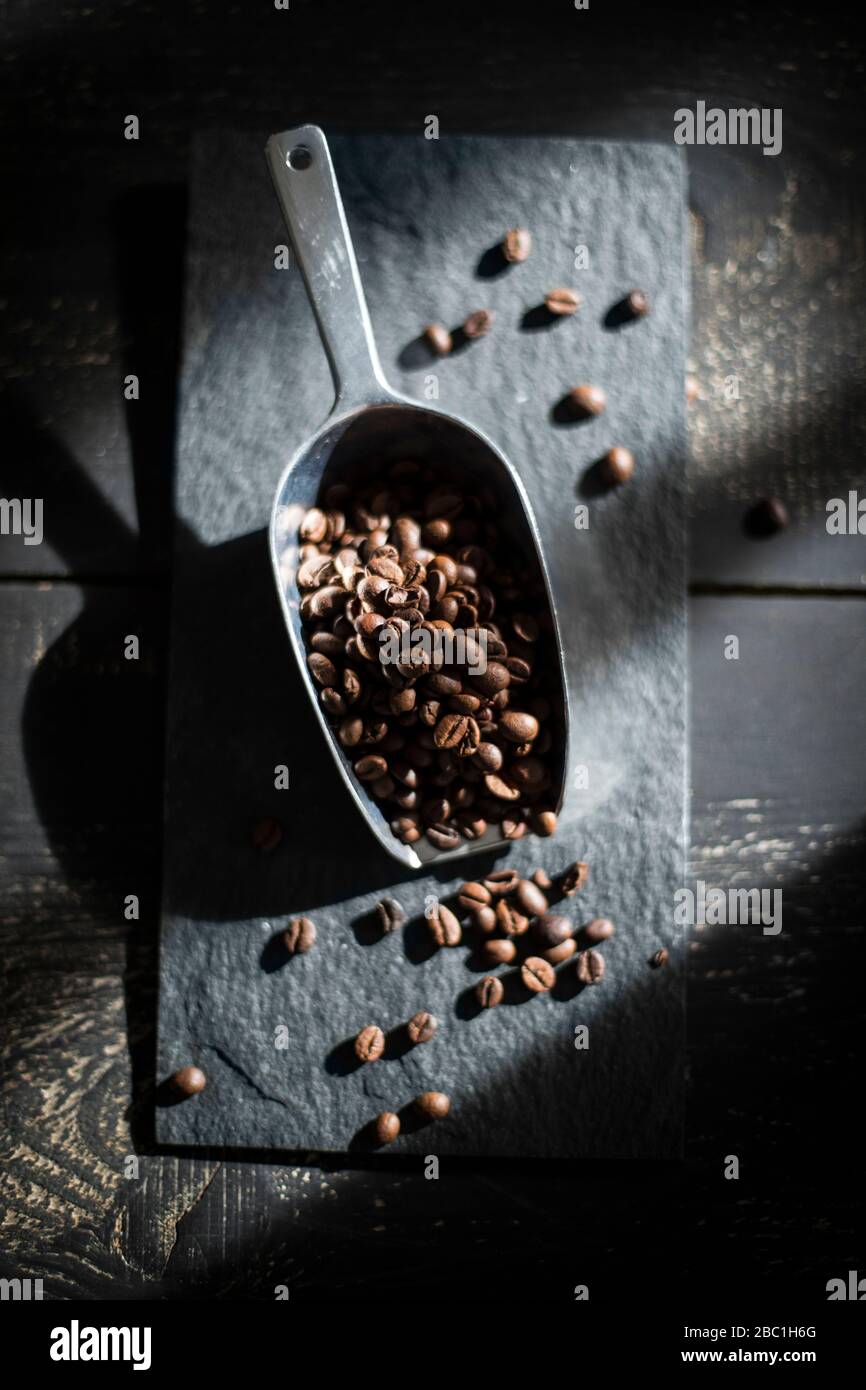 Overhead shot coffee beans hi-res stock photography and images - Alamy