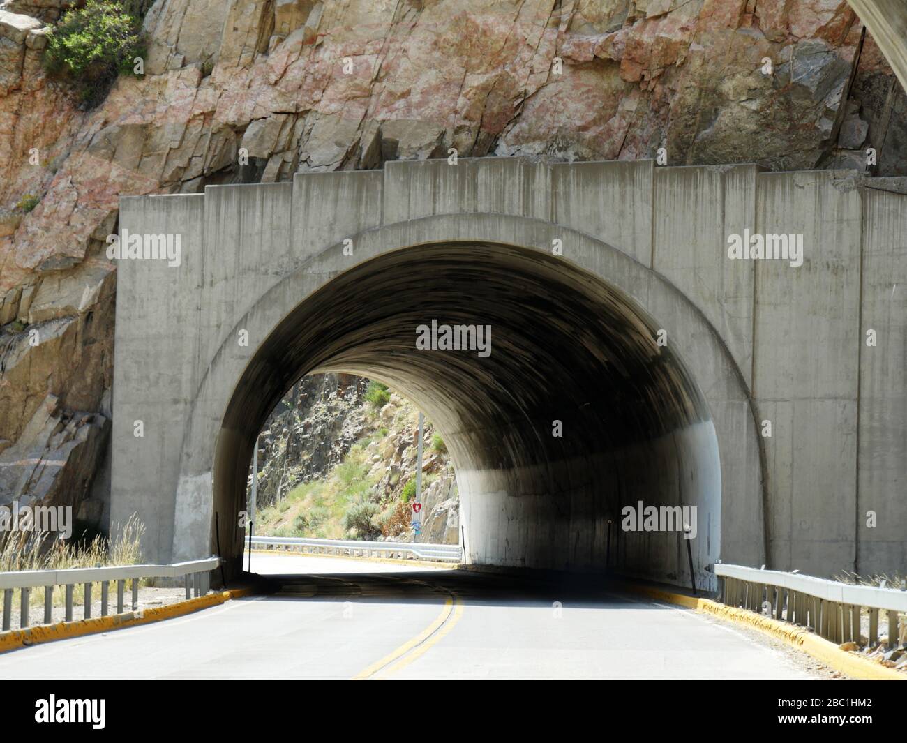 One of the three tunnels at the Shoshone Canyon adjacent to Buffalo ...