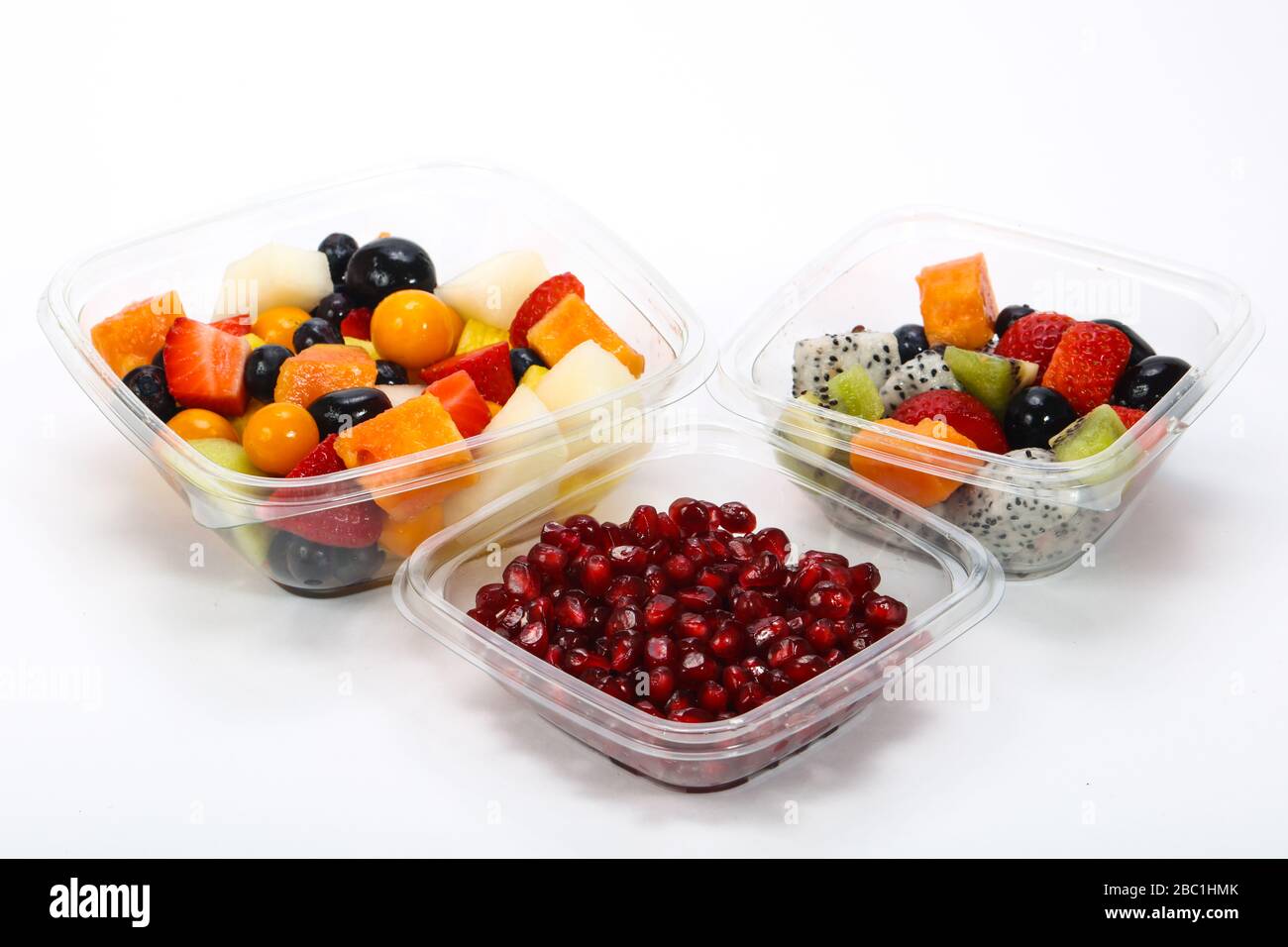 Sliced tropical fruit mix snack in the box Stock Photo - Alamy