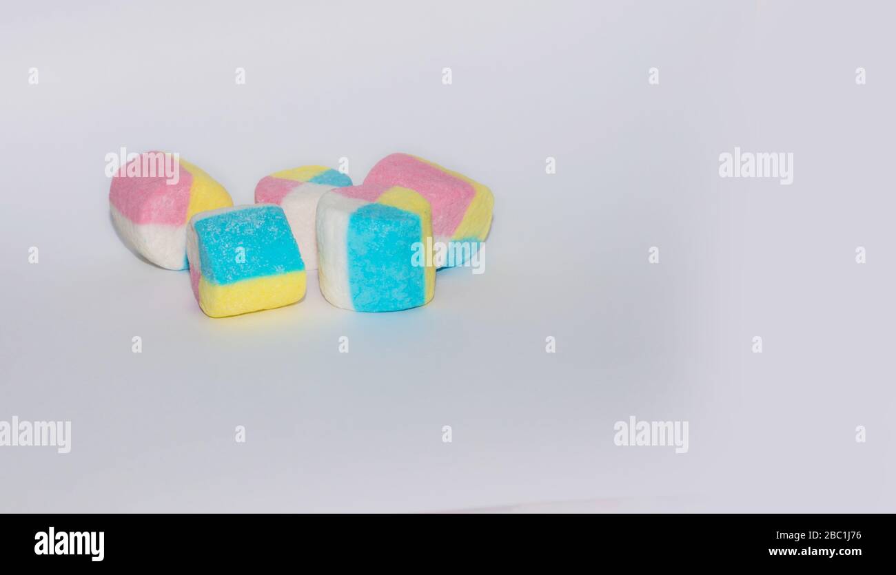 Colorful cylinder shape sweet candies isolated on white background.side ...