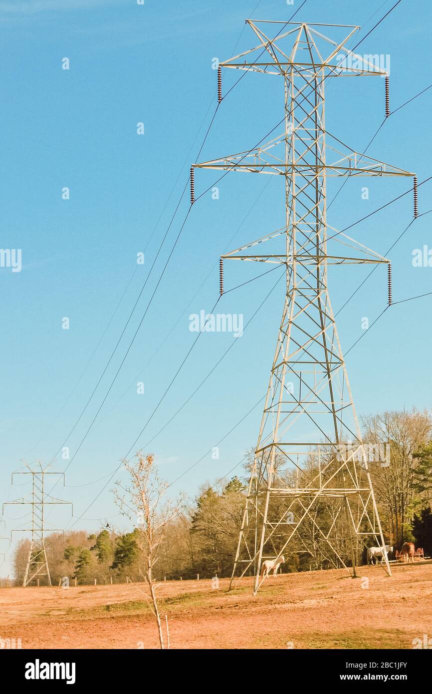 Utility towers and lines cut through an otherwise beautiful rural ...