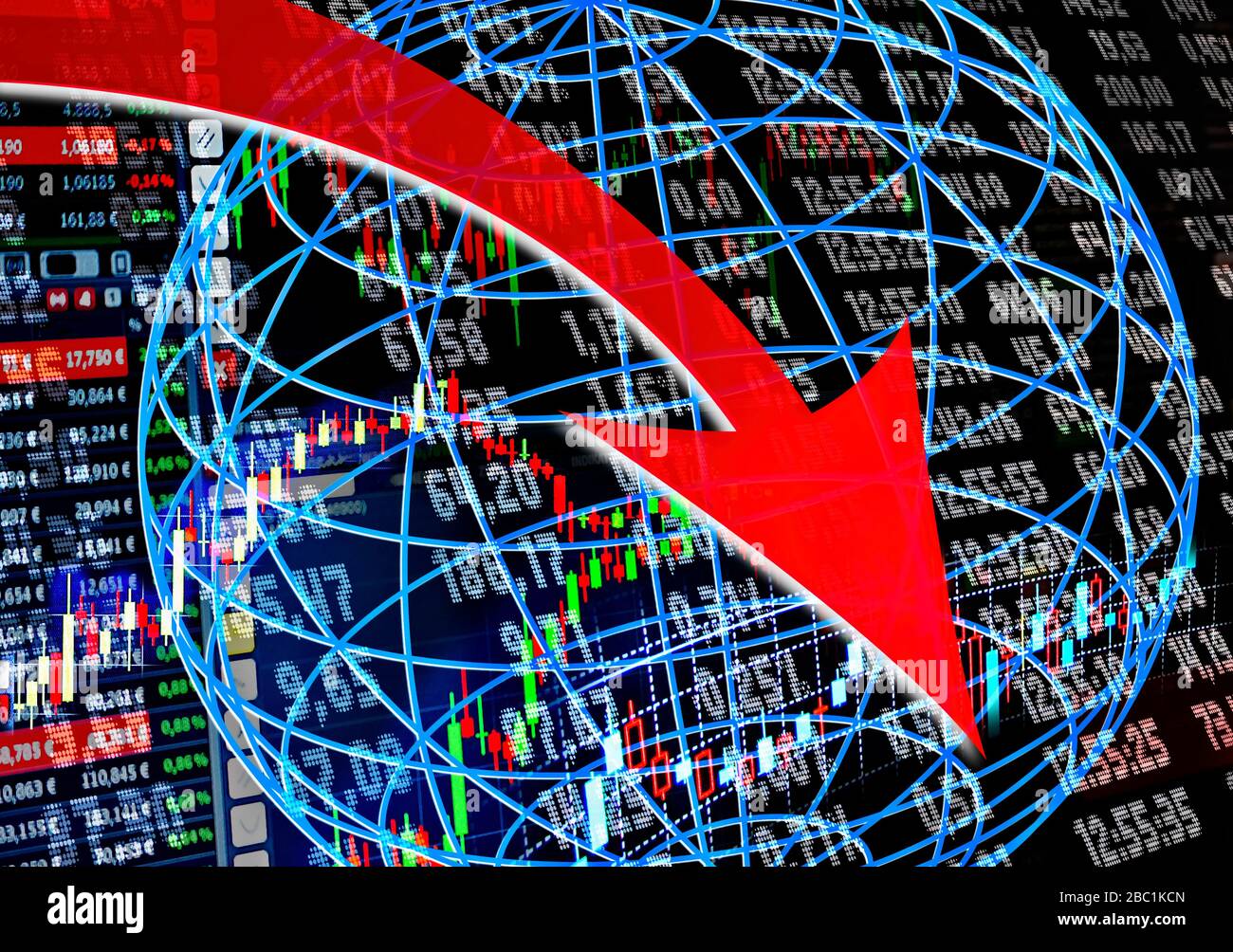 Course chart and graph with an arrow pointing down Stock Photo - Alamy