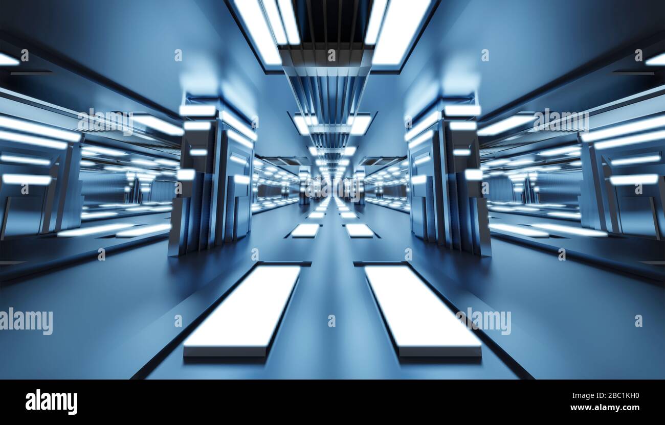 Three dimensional render of futuristic interior Stock Photo - Alamy