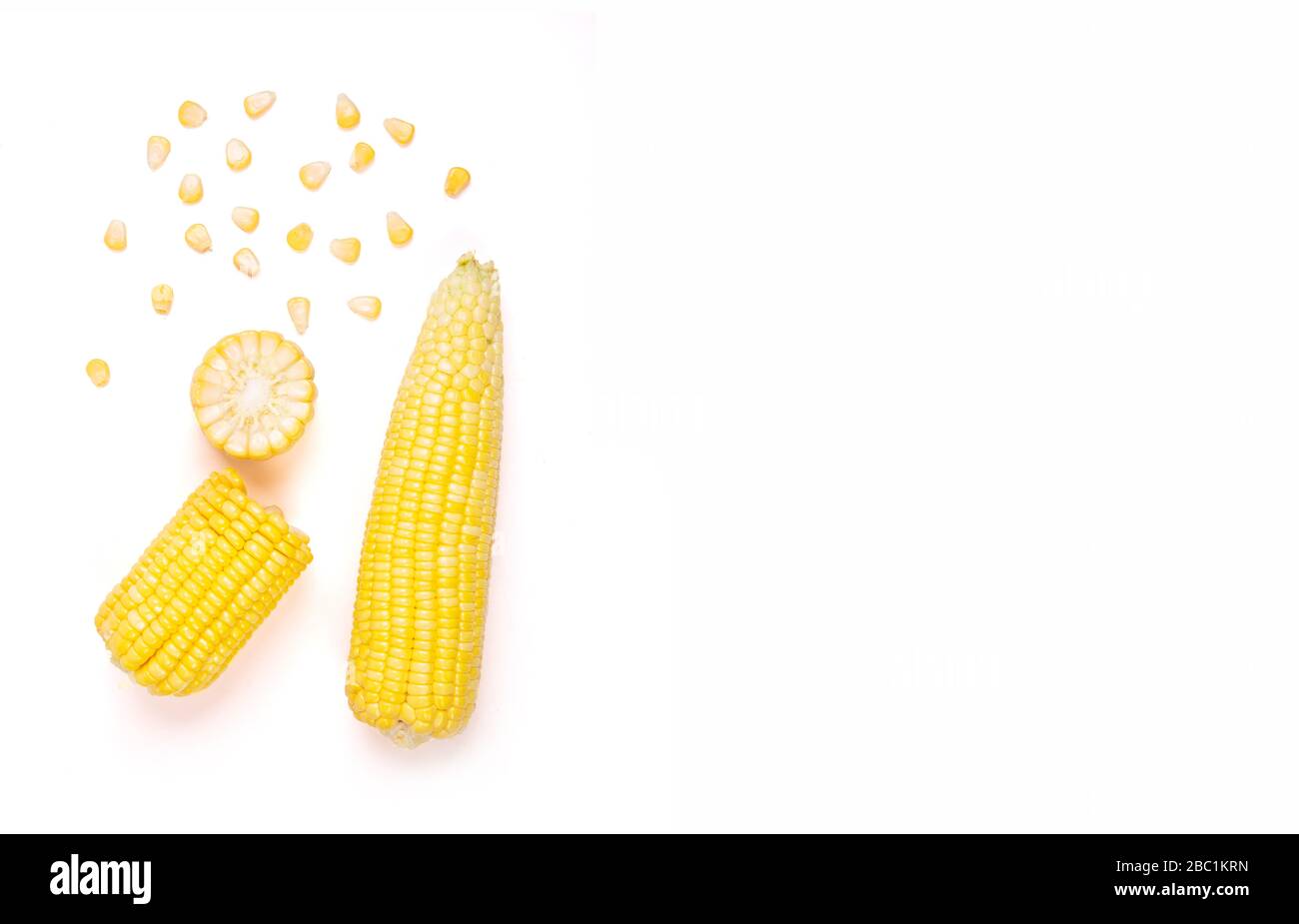 Sweet corn with leaves set isolated on white background,Creative layout ...