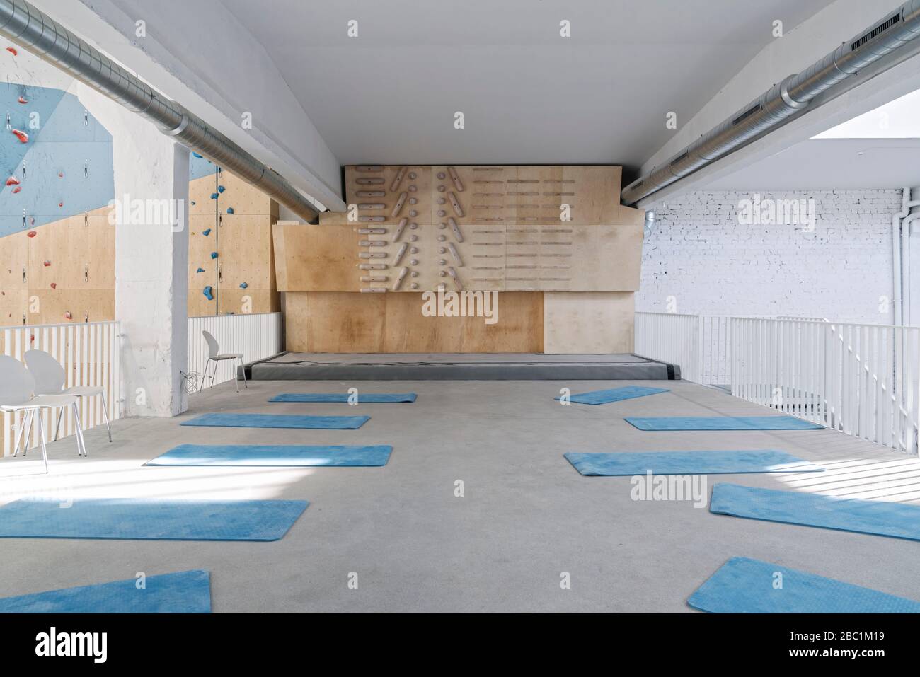 Interior of a climbing gym Stock Photo - Alamy