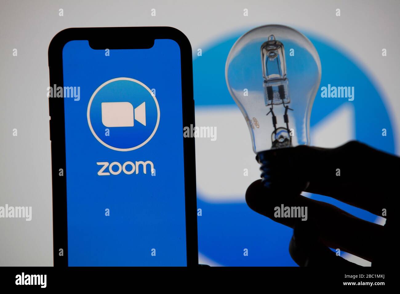 LONDON, UK - April 2nd 2020: Zoom video conference app icon on a mobile ...