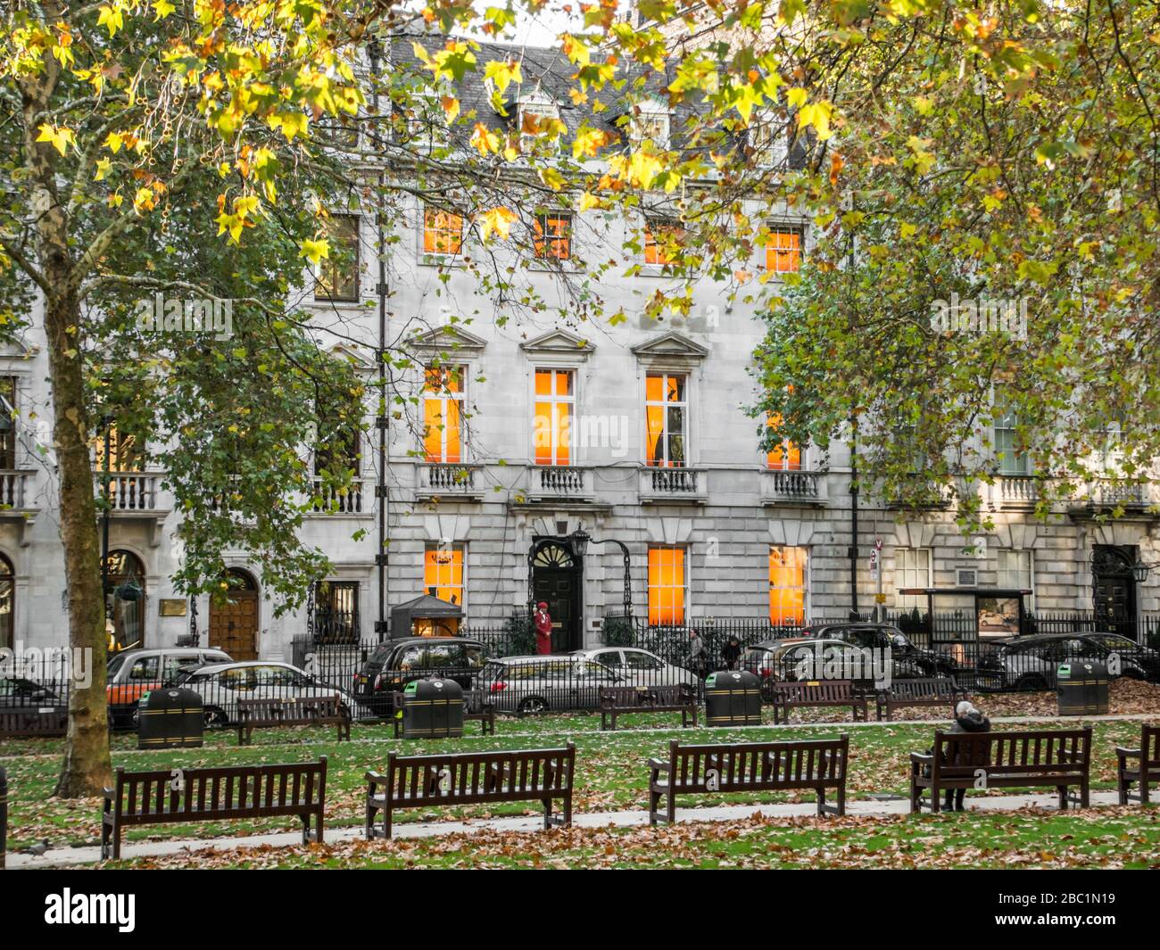 LONDON- NOVEMBER, 2019: Berkeley Square , a large town square in ...