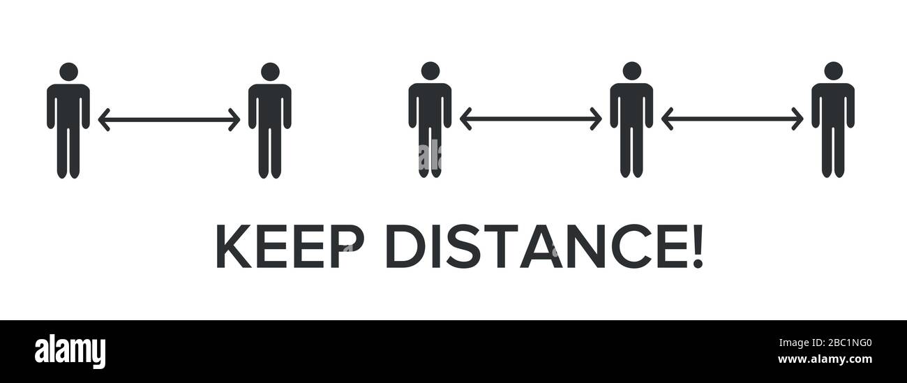 Keep distance from crowds or each other icon. Social distancing sign ...