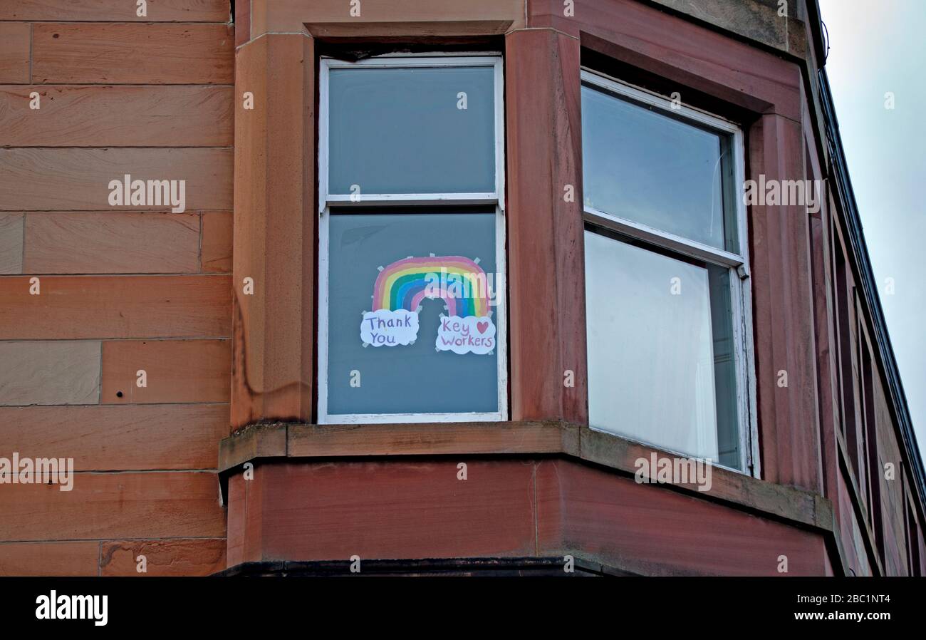 Portobello, Edinburgh, Scotland, UK. 2nd April 2020. Painted Rainbow ...