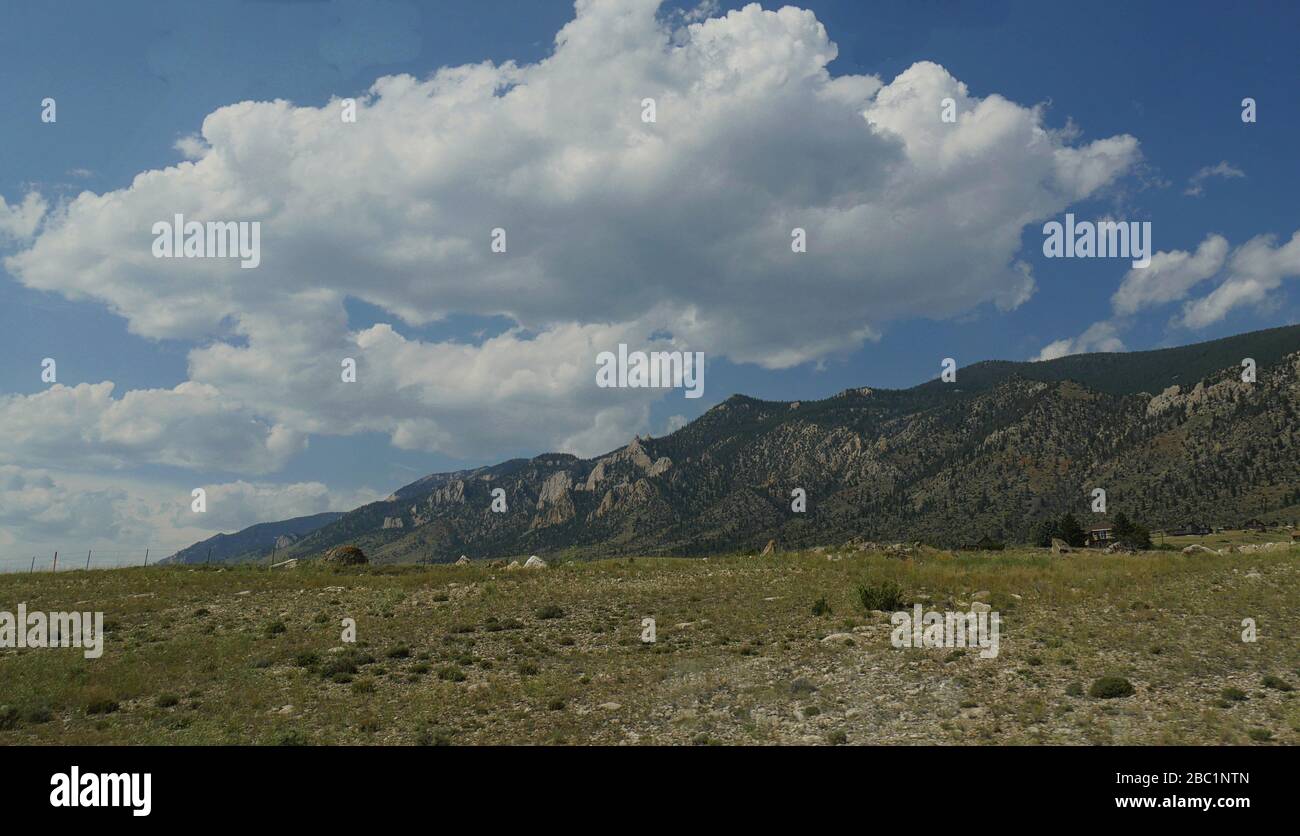 Beautiful views of Wyoming landscape on a beautiful day, with thick ...