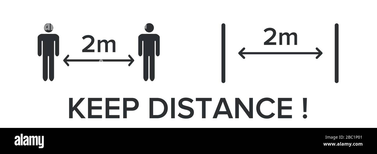 Social distancing, keep distance 2 meter in public society people to ...