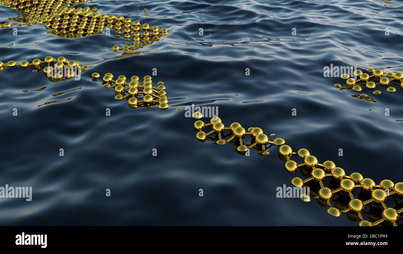 Ecological science abstract background with absorbent grid on the sea ...