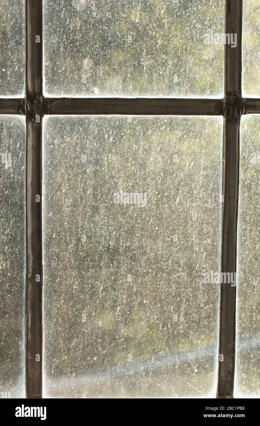 Leaded windows with blurred background seen in the morning light Stock ...