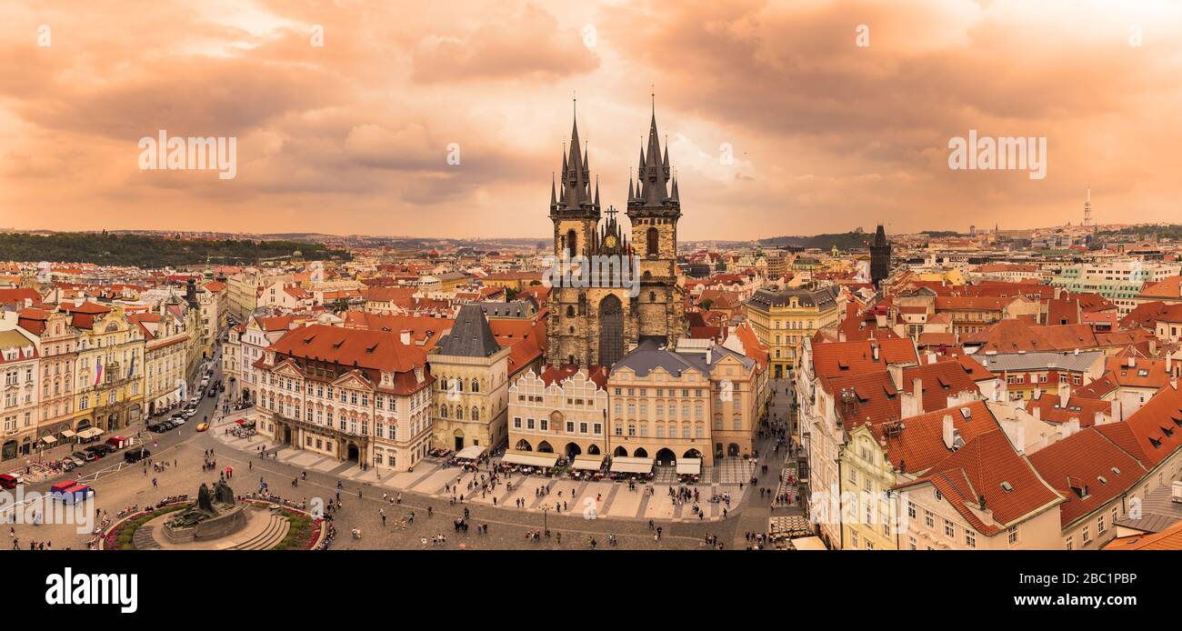 Center of Prague seen from the clock tower Stock Photo - Alamy