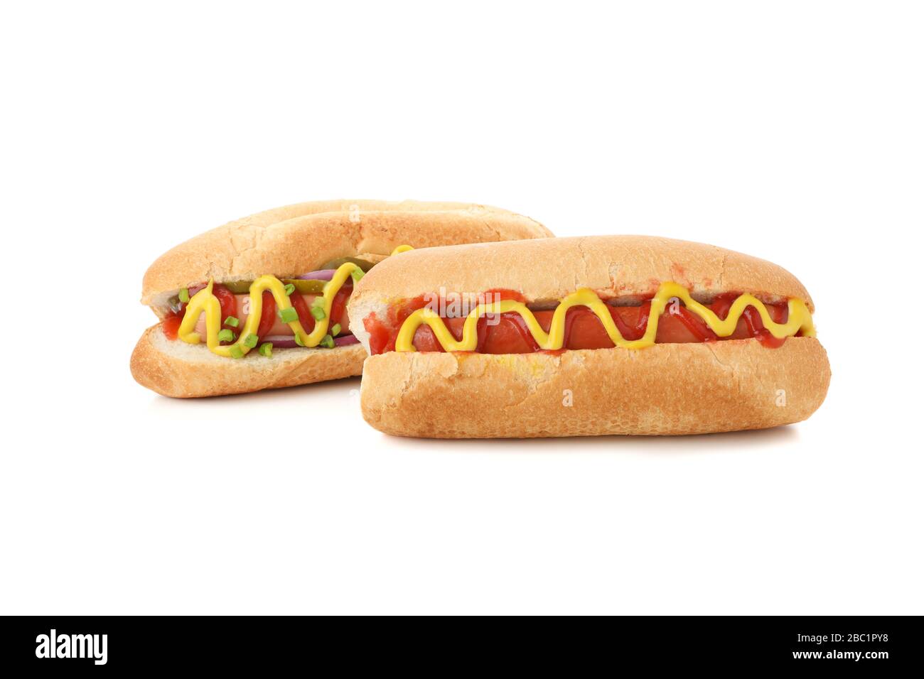 Two hot dog isolated on white background Stock Photo - Alamy