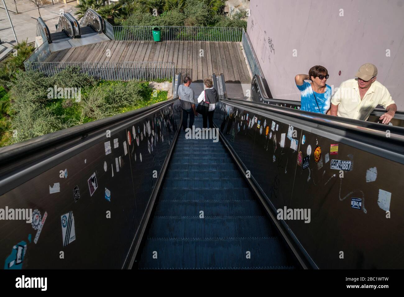 People using the escalators in Albufeira in the Algarve, Portugal Stock ...