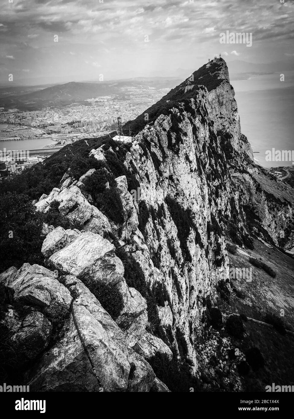 Aerial view gibraltar Black and White Stock Photos & Images - Alamy