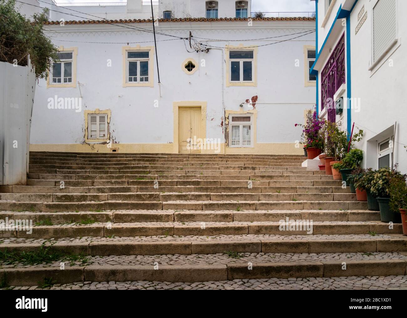 Steps leading to houses in Albufeira, Algarve, Portugal Stock Photo - Alamy