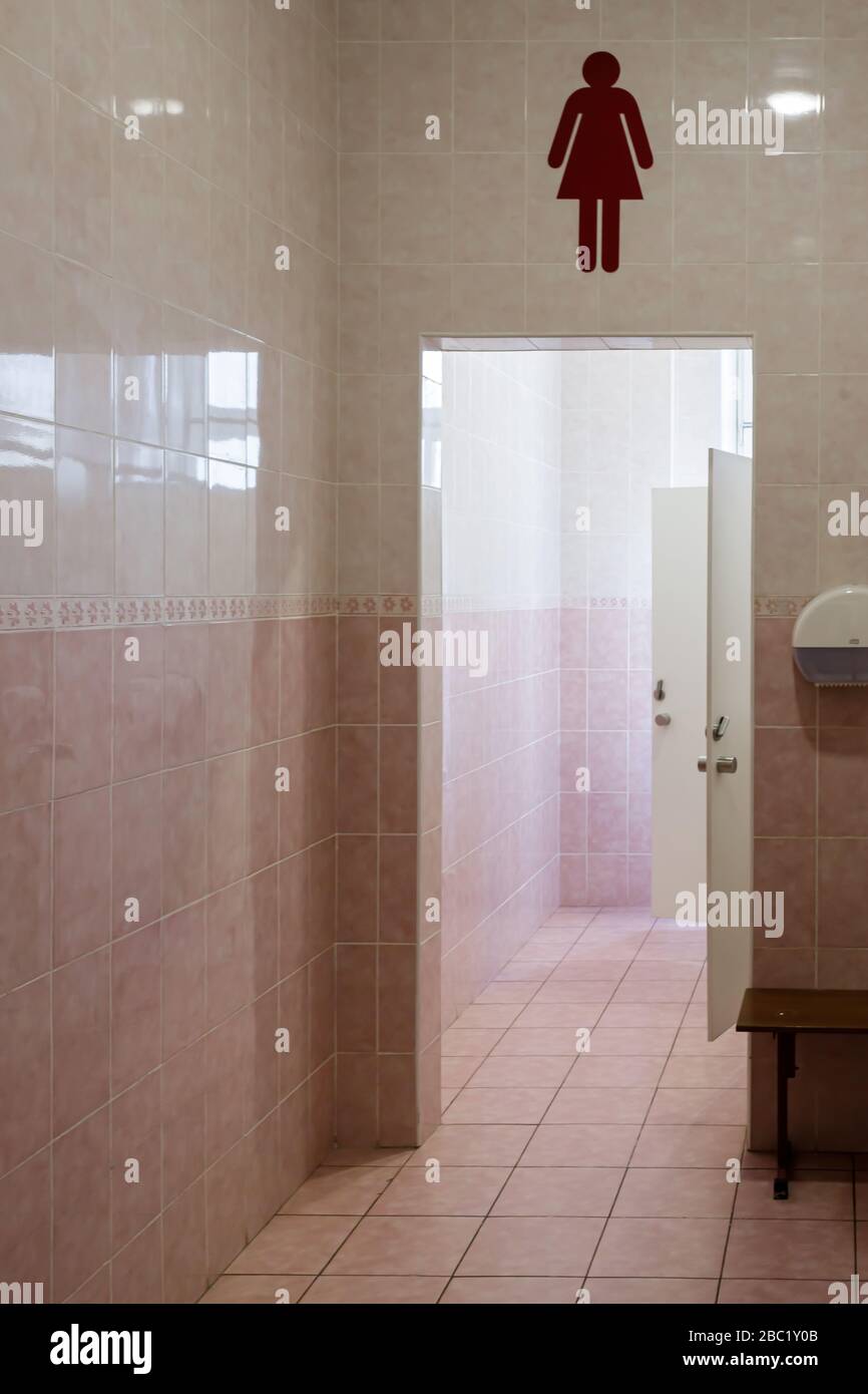 Women's Bathroom in the office. Concept of modern interior design in ...