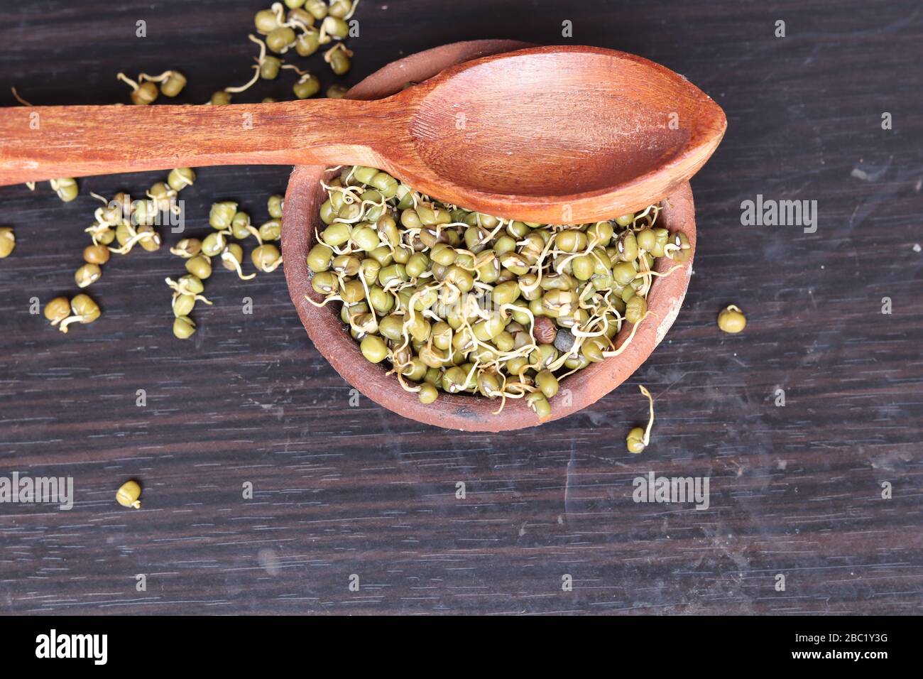 Fresh germinated green gram beans in white background Stock Photo - Alamy