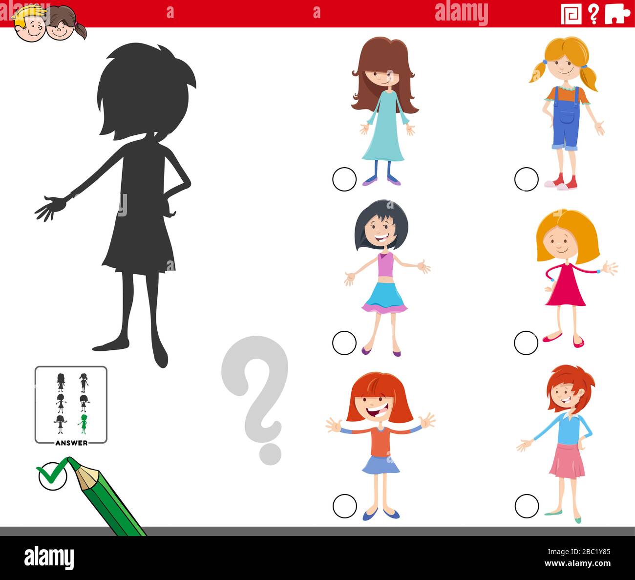 Cartoon Illustration of Finding the Right Shadow Educational Game for ...