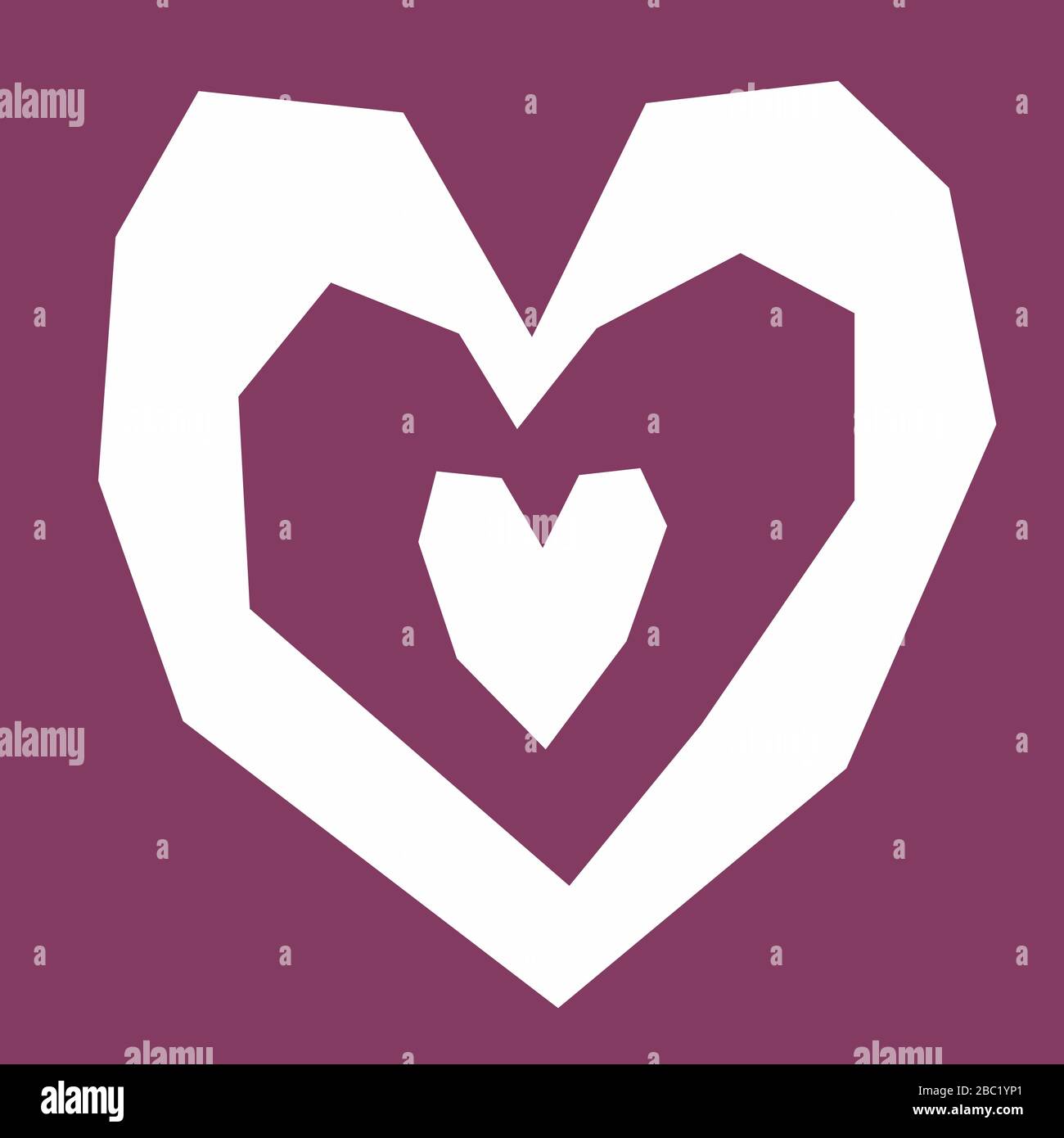 Heart cut out of paper, primitive style. Geometry shapes in burgundy ...