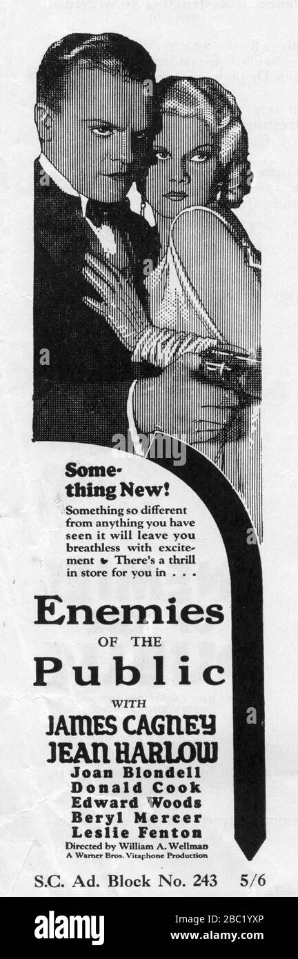 JAMES CAGNEY as Tom Powers and JEAN HARLOW as Gwen Allen in THE PUBLIC ...