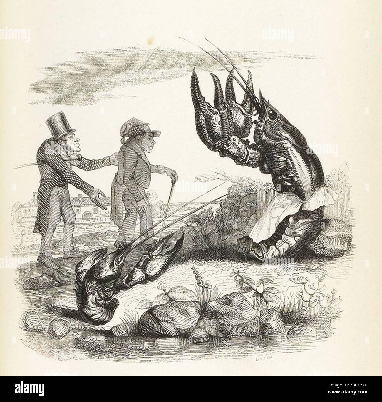 Grandville - Fables de La Fontaine - 12-10 . L‥99Écrevisse et sa Fille ...
