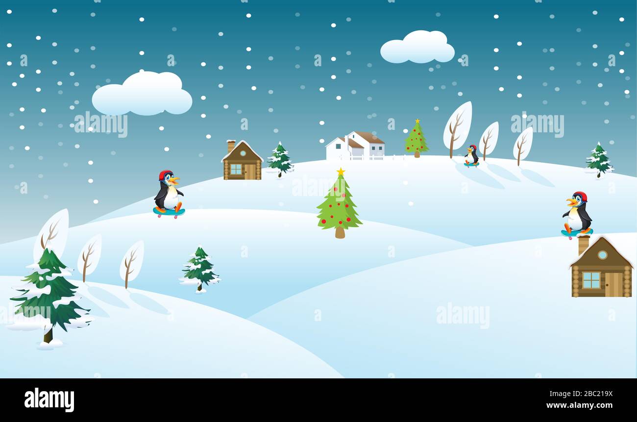 Animals and snow Stock Vector Images - Alamy